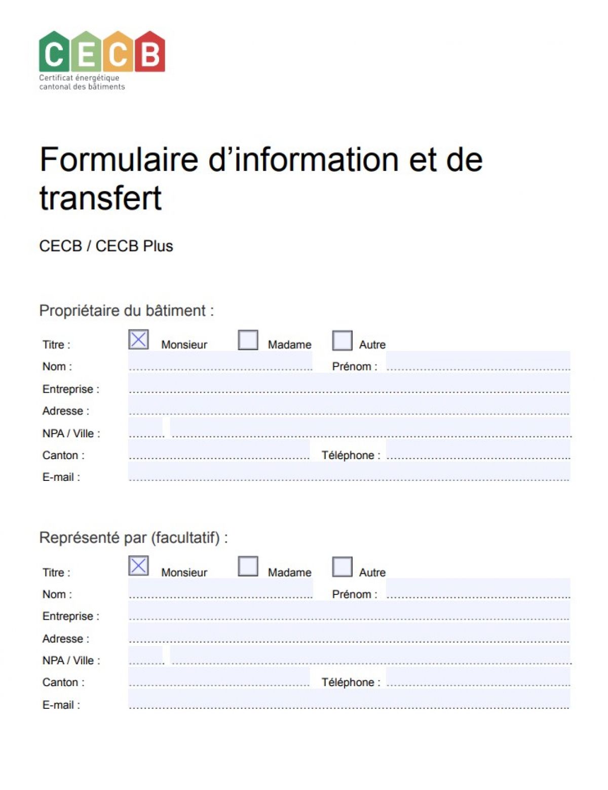Transfert de CECB / CECB